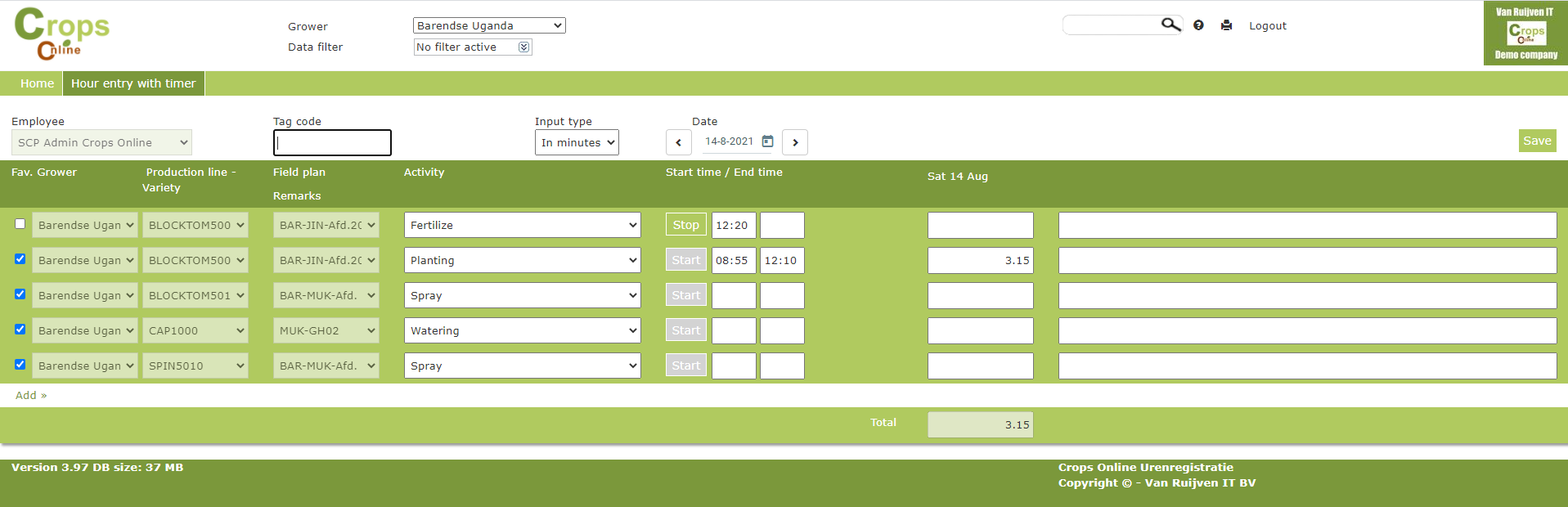 Nieuwe module Crops Online Urenregistratie Timer - Van Ruijven IT
